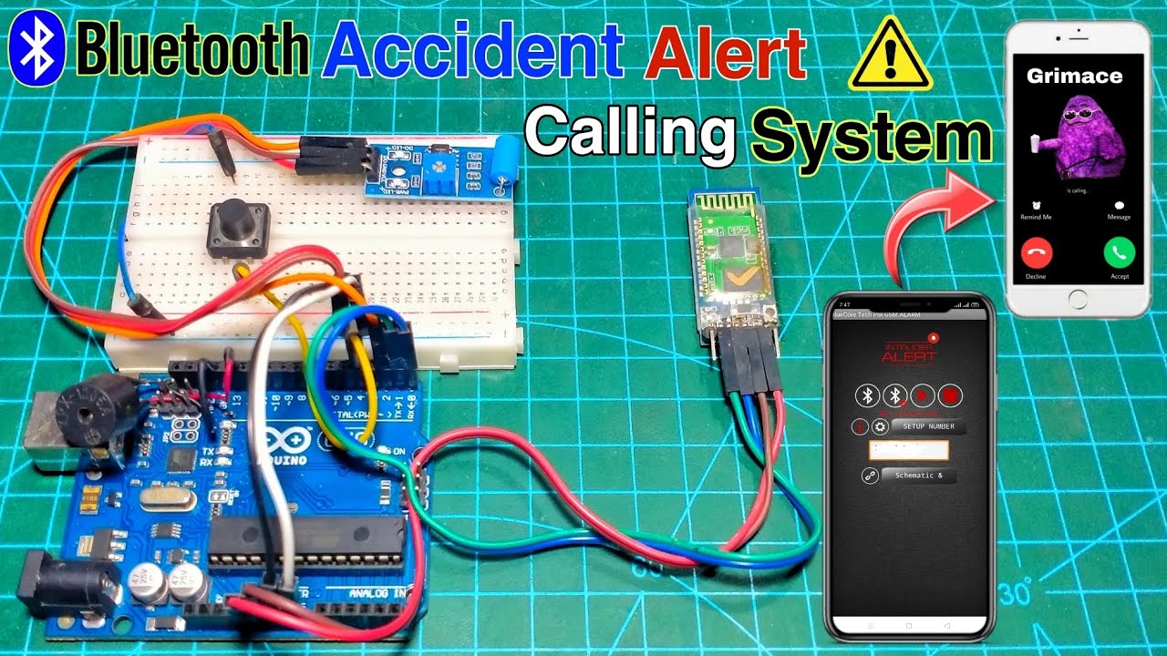 How to make Bluetooth Accident Alert Calling System with Vibration ...