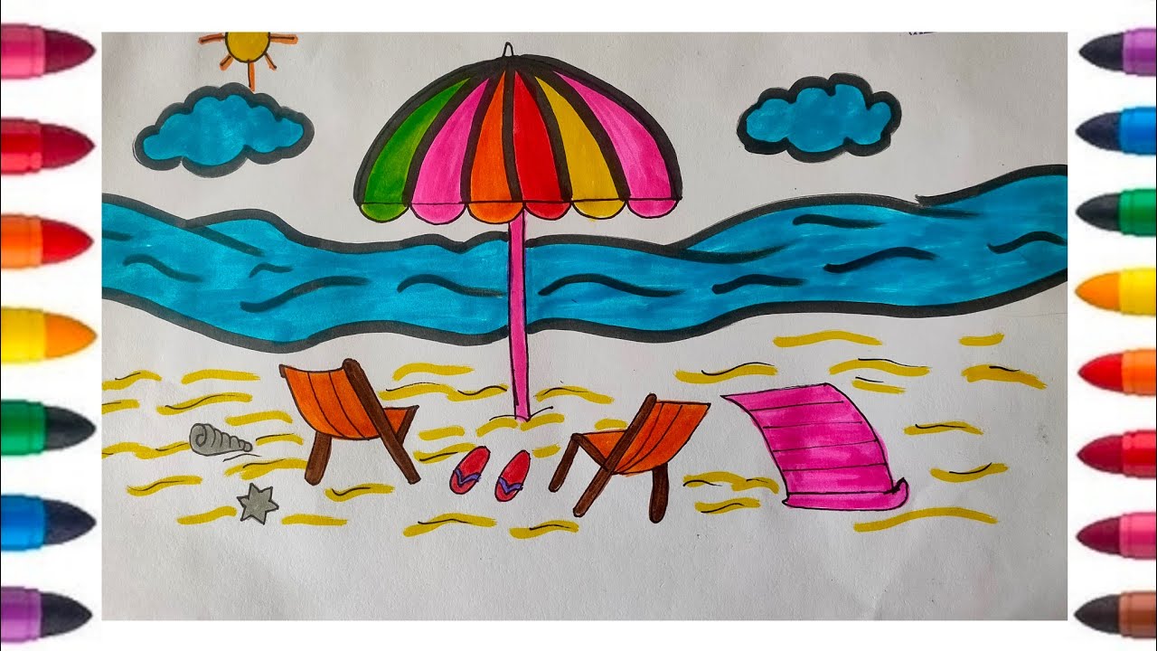 How to draw summer season drawing for kids.. - YouTube