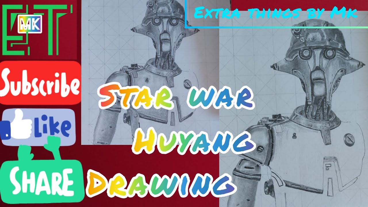 How to draw realistic robot, #starwars #Huyang full drawing video #jedi ...
