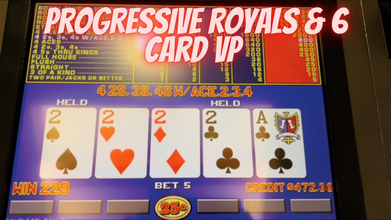 Progressive Royal flushes & 6 card video poker four oaks - YouTube