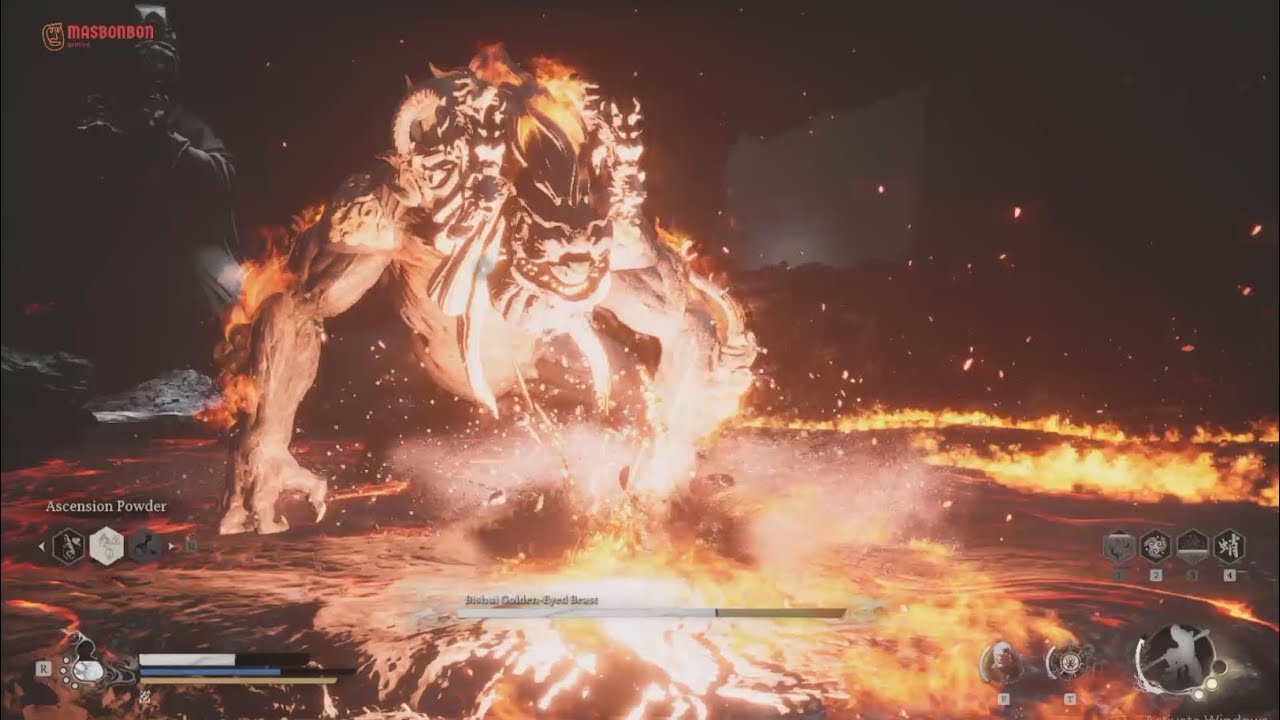 Black Myth Wukong - Bishui Golden-Eyed Beast Boss Fight Gameplay - YouTube