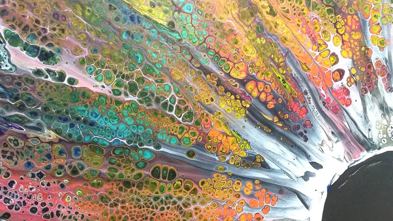 'Rainbow Iris' swipe, amazing iridescent cells, acrylic paint pouring ...