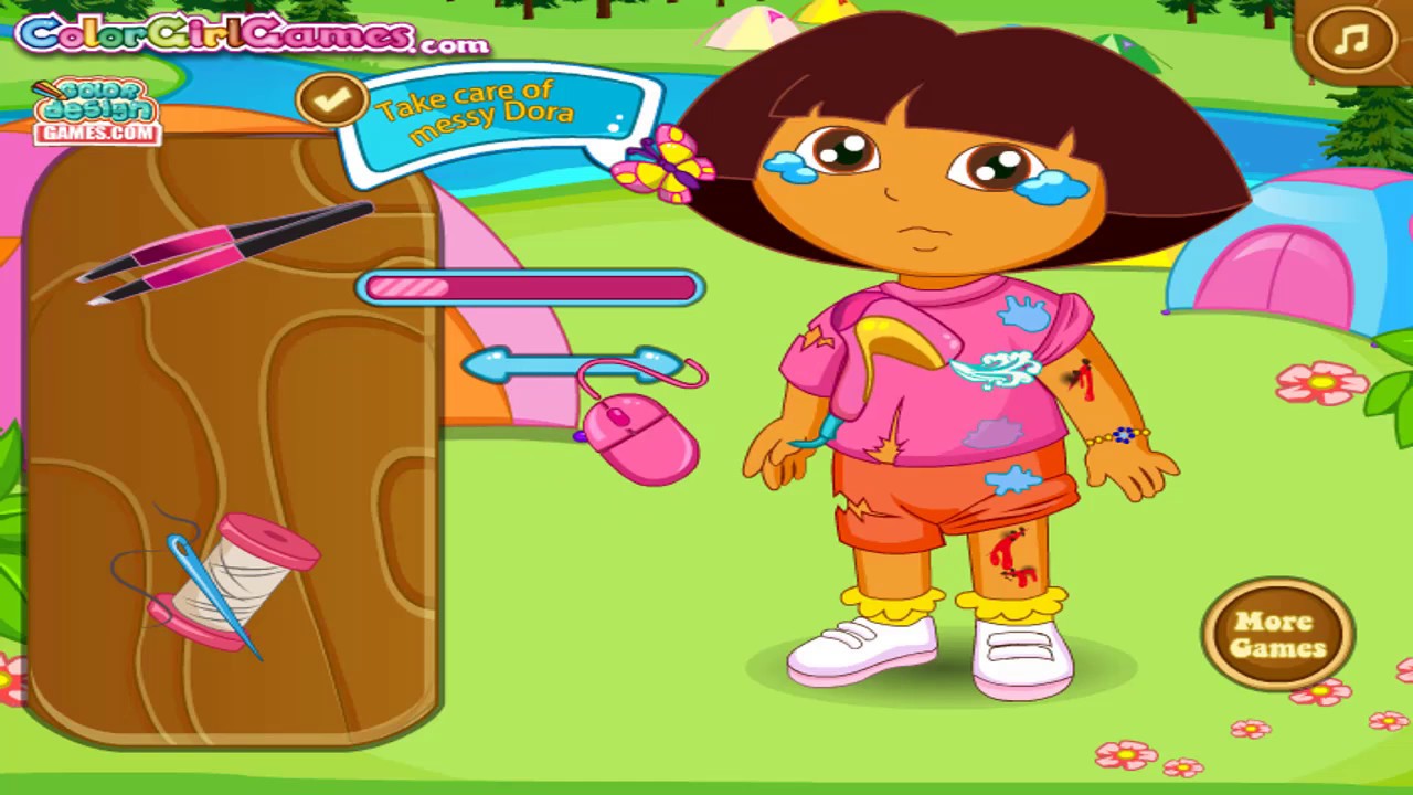 Dora The Explorer - Dora Messy Camp Game - Dora Games for Kids - YouTube
