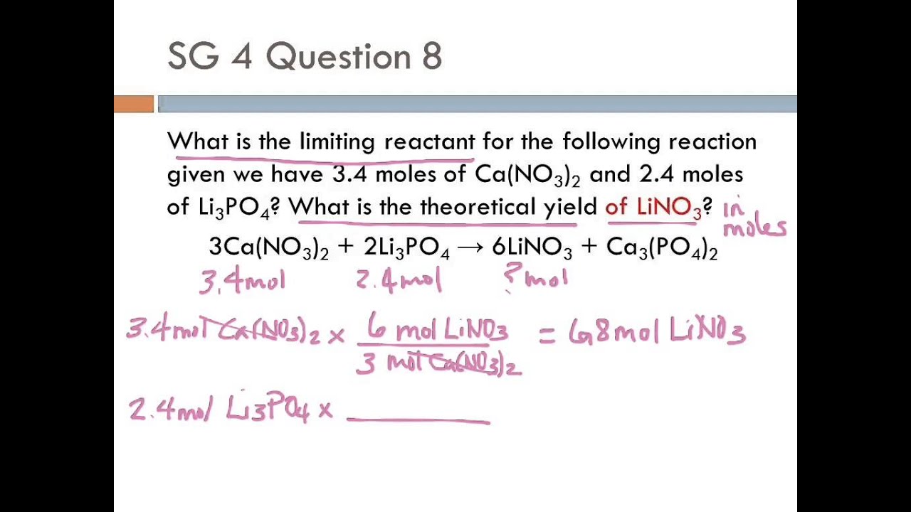 10 SG4 #8 Mole to Mole Limiting Reactant Problem - YouTube