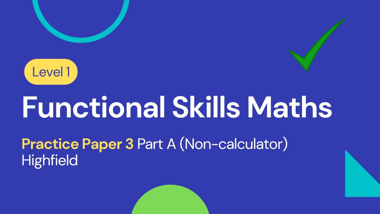 Level 1 Functional Skills Maths Practice 3 Paper Part A (Non-calculator ...