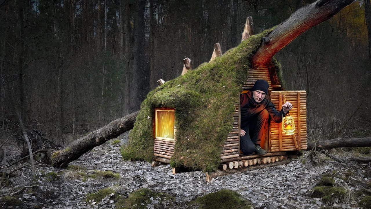 Building a Treehouse Shelter on a Fallen Tree | Winter Bushcraft ...