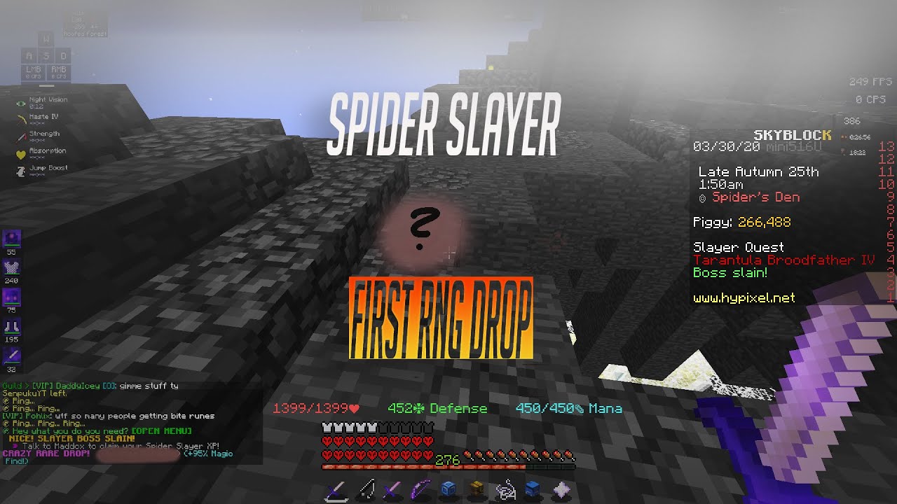 Hypixel Skyblock Spider Slayer Until RNG Drop (First RNG Drop!!) - YouTube