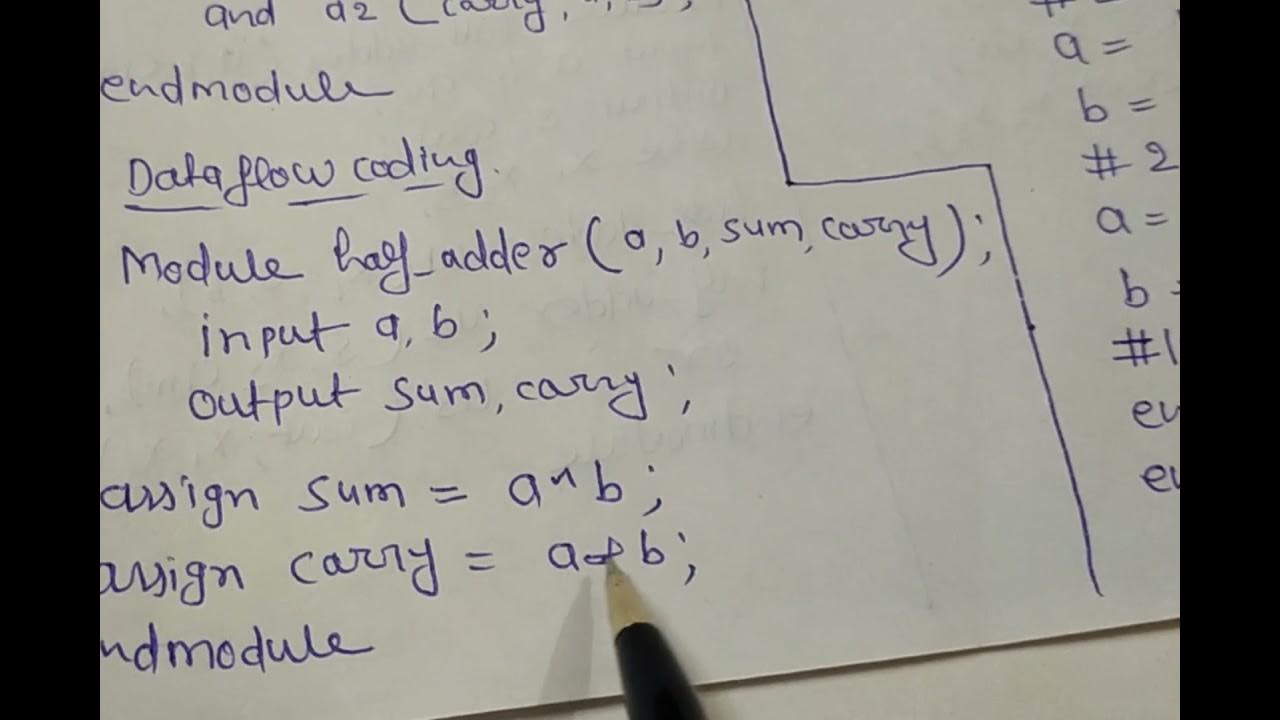 verilog code of half adder - YouTube