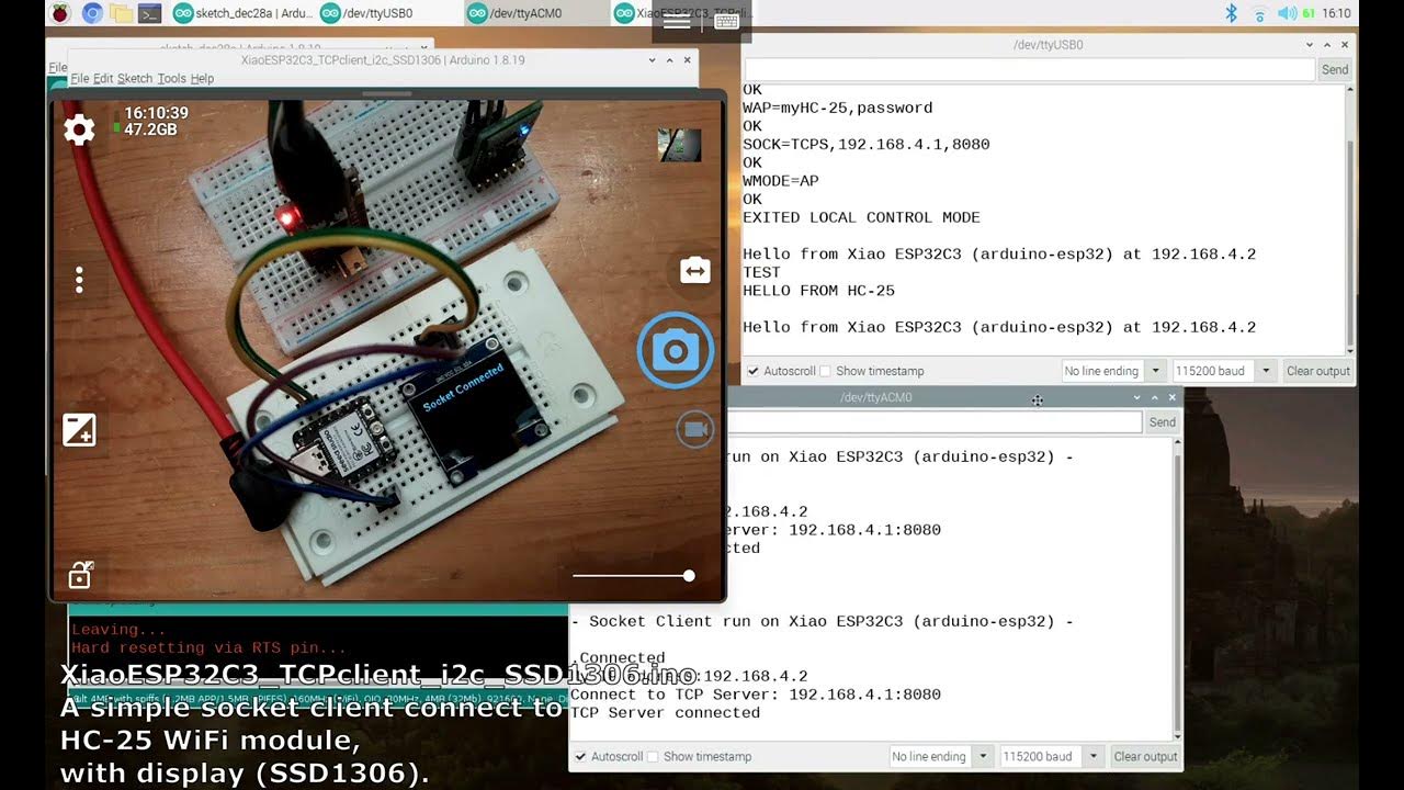 Xiao ESP32C3 (in arduino-esp32 framework) act as socket client, connect to HC-25 WiFi Module ...