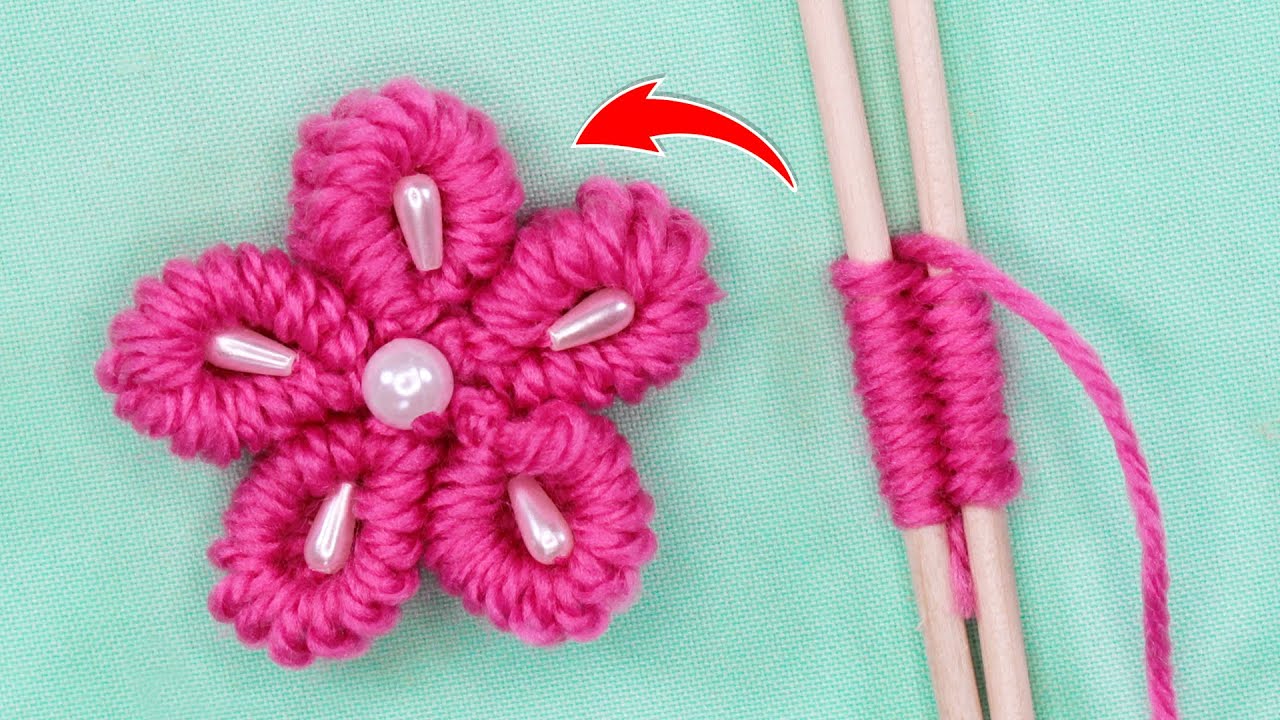 Cómo Tejer Flor con Palillos - YouTube