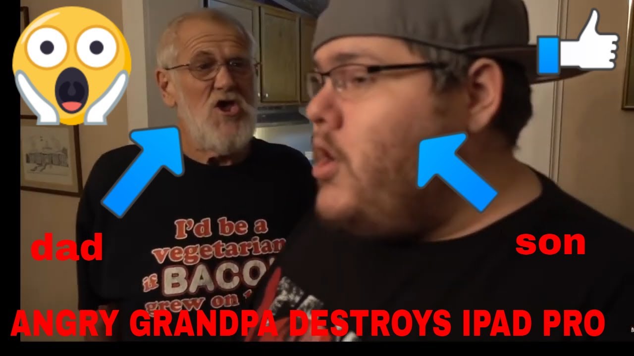 Angry grandpa destroys iPad pro - YouTube