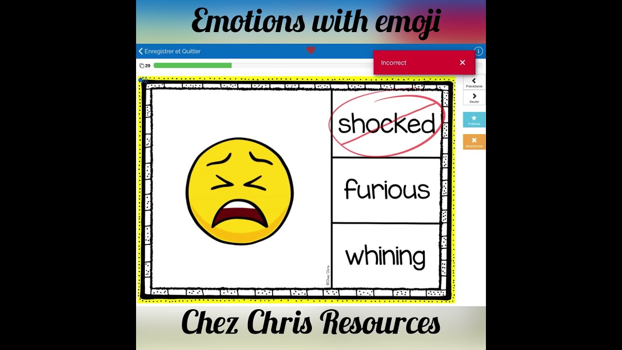 Boom Cards: Le vocabulaire des émotions (avec les smileys) / Emotions ...