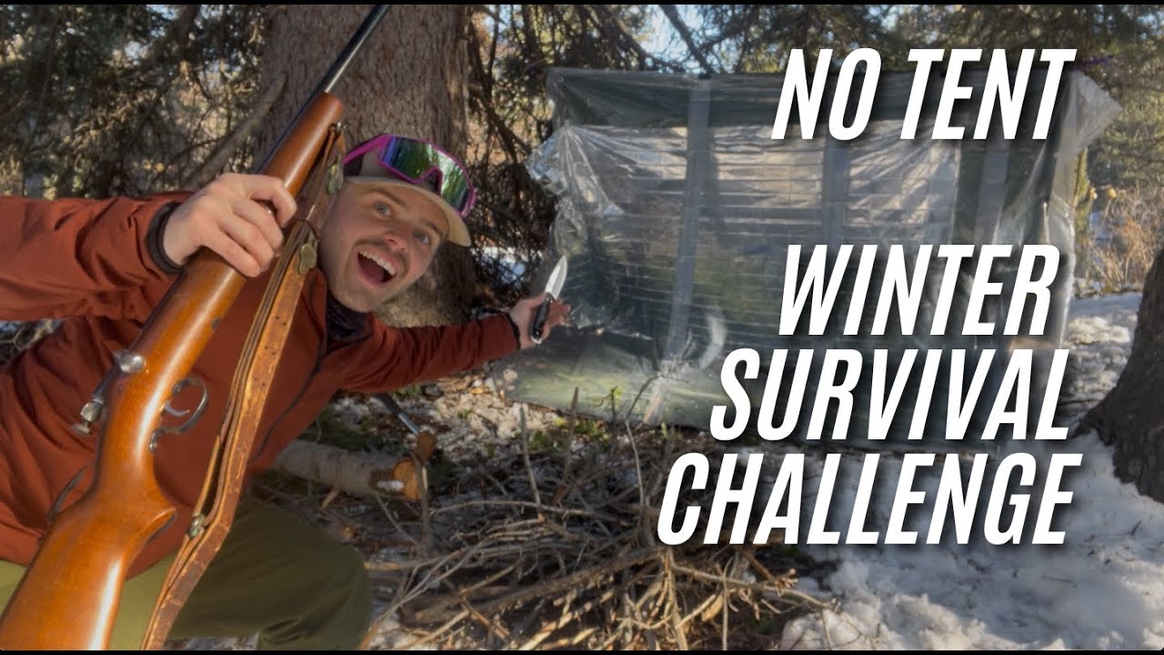 24 hours WINTER SURVIVAL - Testing the VIRAL SURVIVAL SHELTER below ...