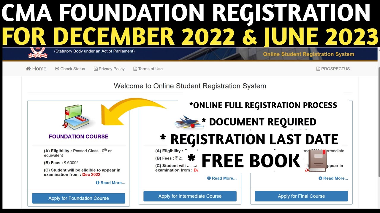 How To Register For CMA Foundation Online | CMA Foundation Registration ...