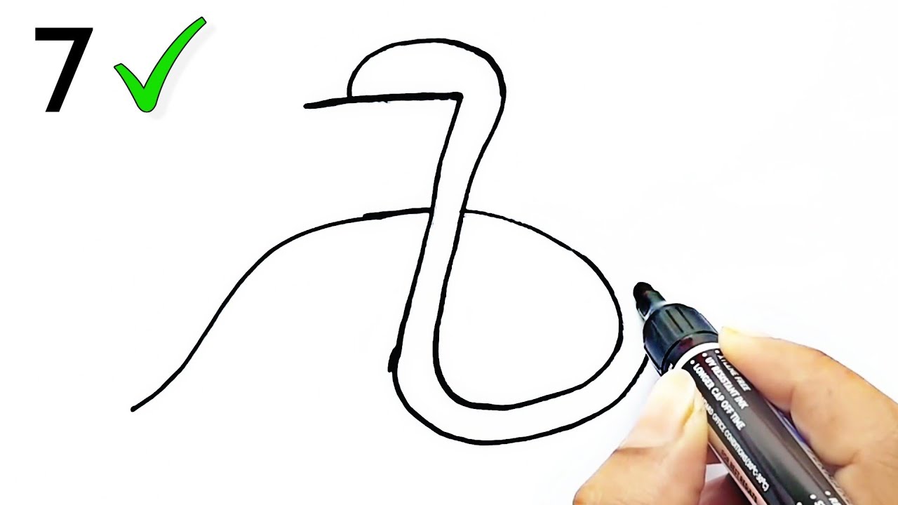 How to draw a Snake from number 7 | Snake easy drawing for beginners ...