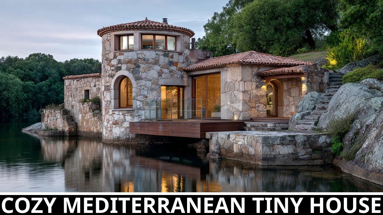 Cozy Mediterranean Stone Tiny House by a Crystal-Clear Lake - YouTube