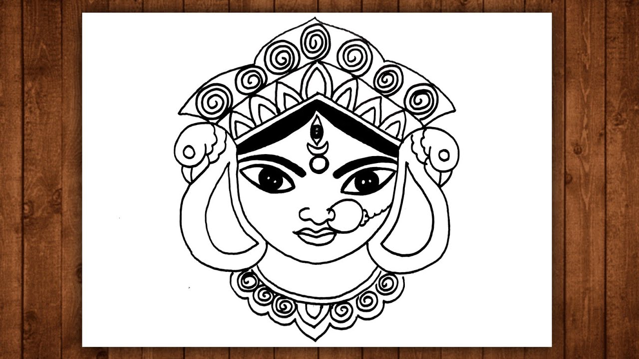 How To Draw Durga Maa Face Step By Step || Durga Thakur Drawing ...