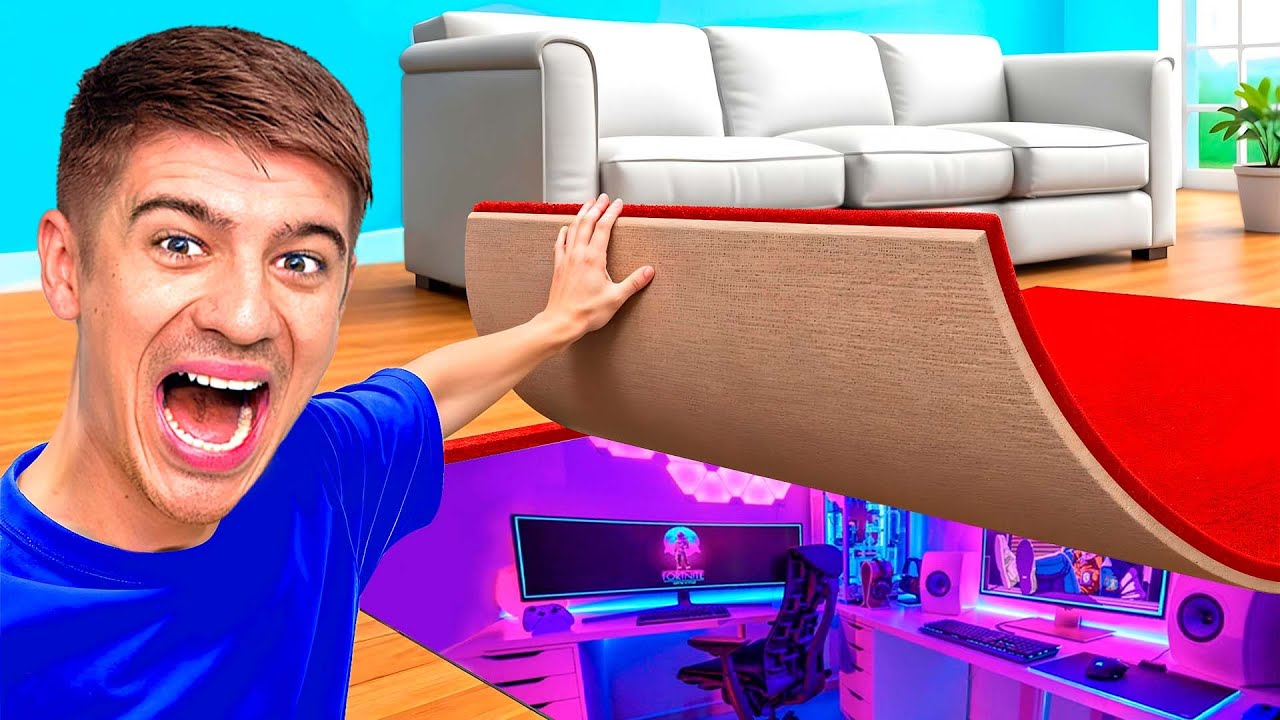 I BUILT A SECRET GAMING ROOM ! - YouTube