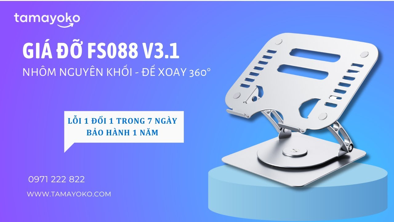 Gíá Đỡ Laptop FS088 V3.1 Chất Liệu Hợp Kim Nhôm Cao Cấp Xoay 360 Độ#tamayoko - YouTube