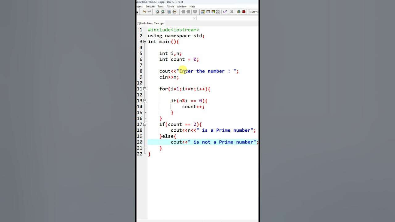 C++ Prime Number logic 1 - YouTube