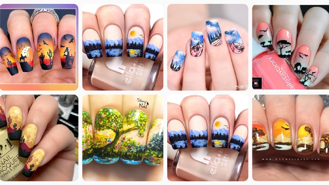 Landscape nails art||Nails art tutorial||Easy nails art - YouTube