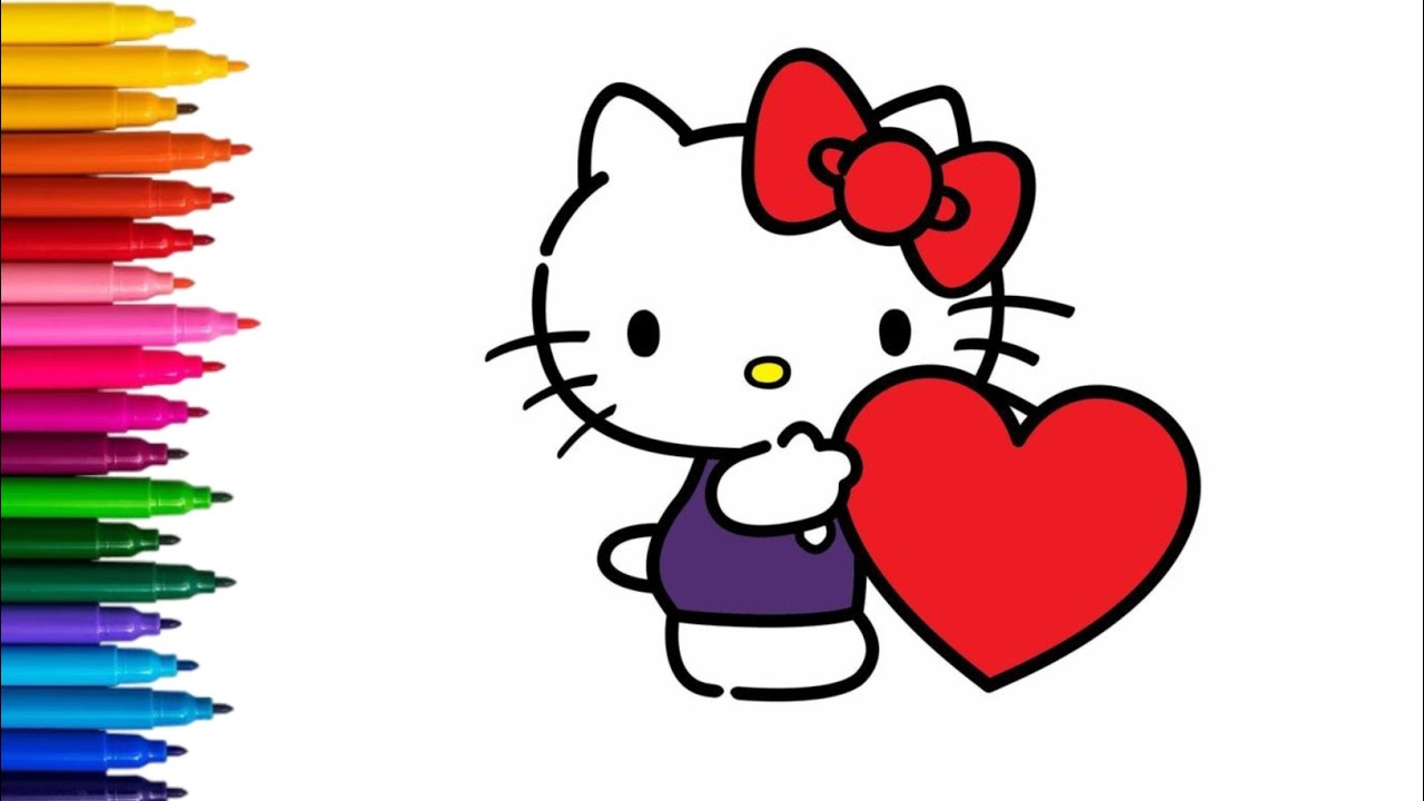 how to draw hello kitty with heart | hello kitty drawing for kids hub ...