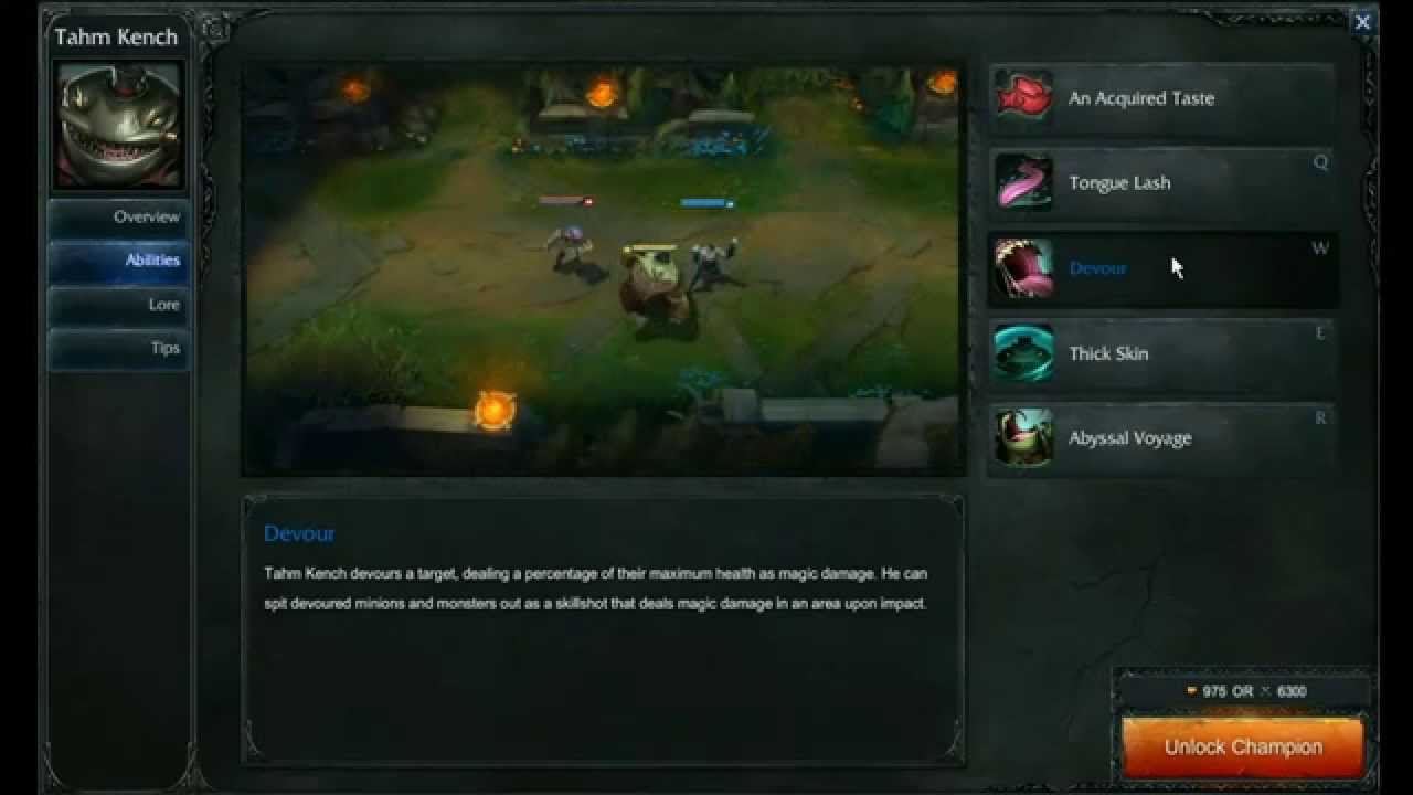 Tahm Kench abilities - League of Legends - YouTube