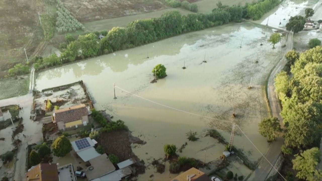 Aerial footage shows aftermath of deadly flash floods in Italy - YouTube