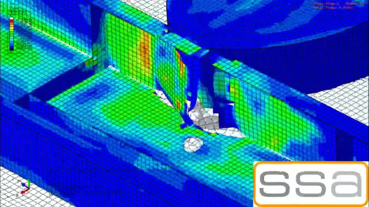 SIMULIA Abaqus Simulation using Coupled Eulerian Lagrangian CEL Barge Impact 1 - YouTube