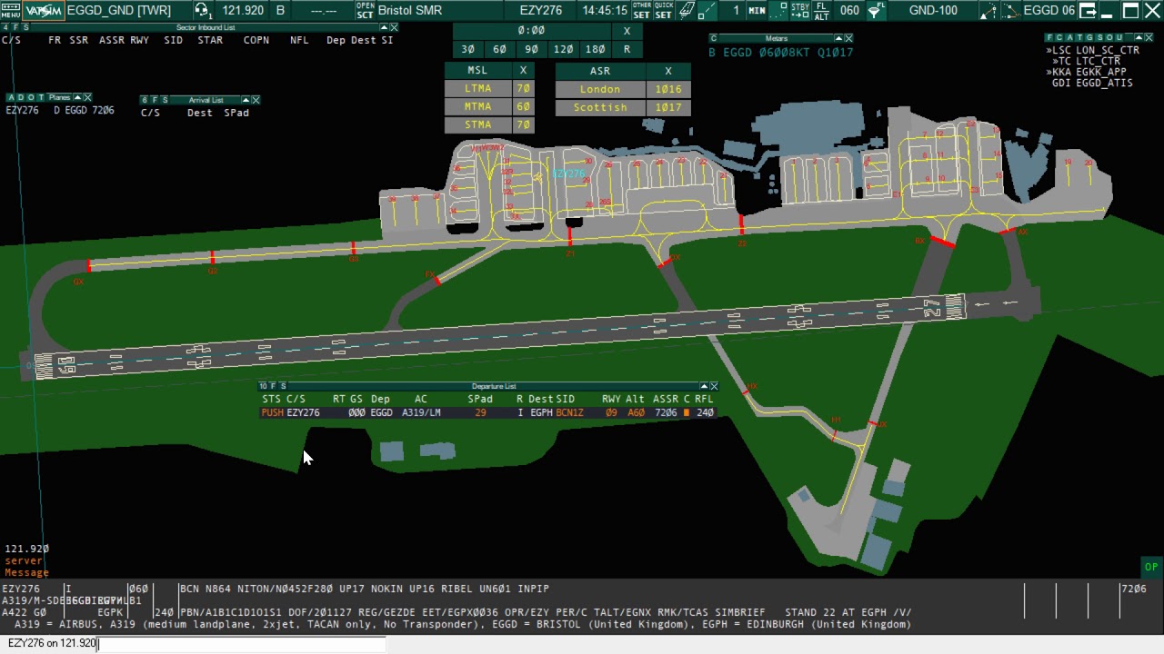 Air Traffic Control Euroscope Vatsim Bristol Ground - YouTube