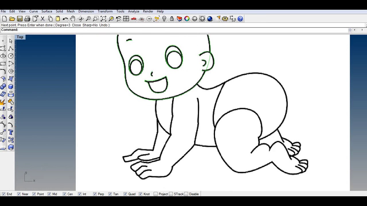 Rebuild ảnh bitmap sang vector bằng Rhino 4.0, Rebuild a vector image ...