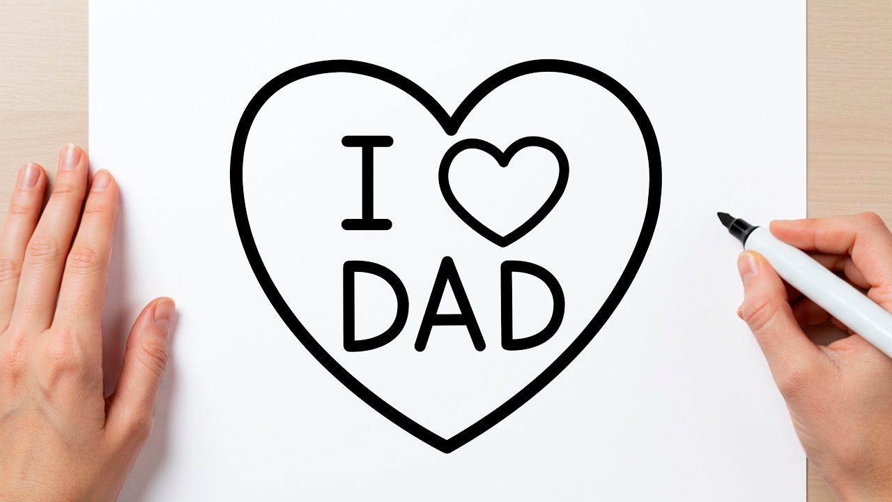 HOW TO DRAW A HEART FOR FATHER | DAD - YouTube