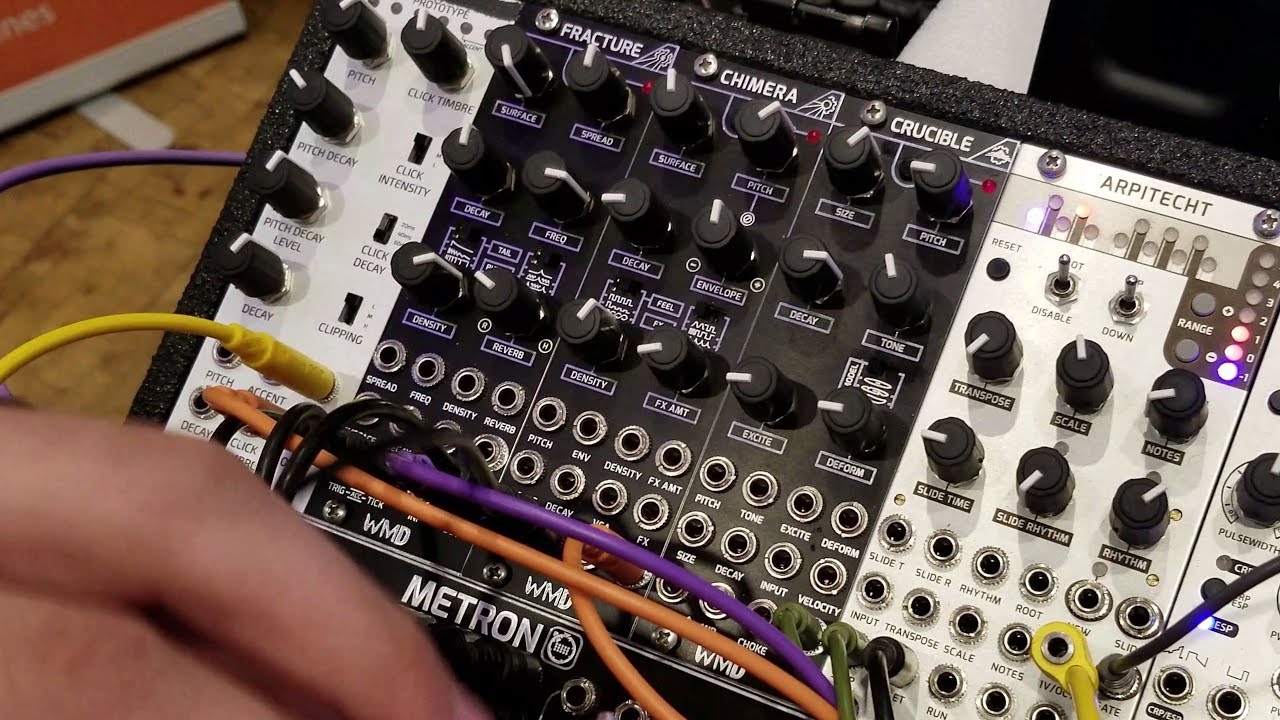 WMD Crucible cymbal synth and Axys crossfader at Superbooth 2019 - YouTube