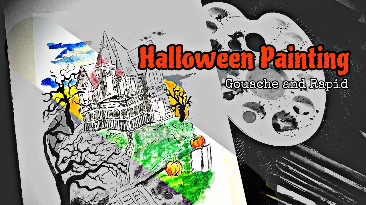 Spooky Spectacle: Halloween Painting with Gouache and Rapid - YouTube