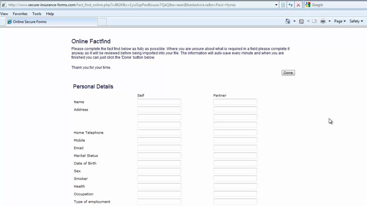 Online Client Fact Find - YouTube