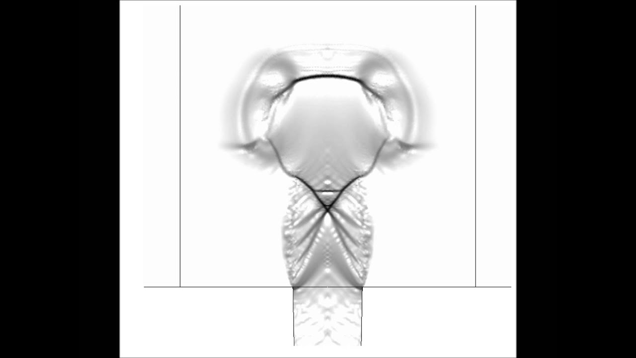 COMSOL Model of Initial Shock From a Converging-Diverging Nozzle - YouTube