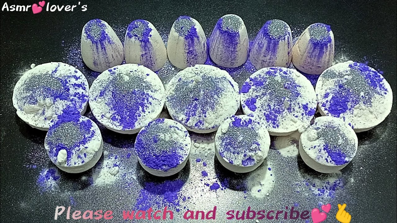 purple crunchy baking soda bombs | no talking asmr | crunchy sounds ...