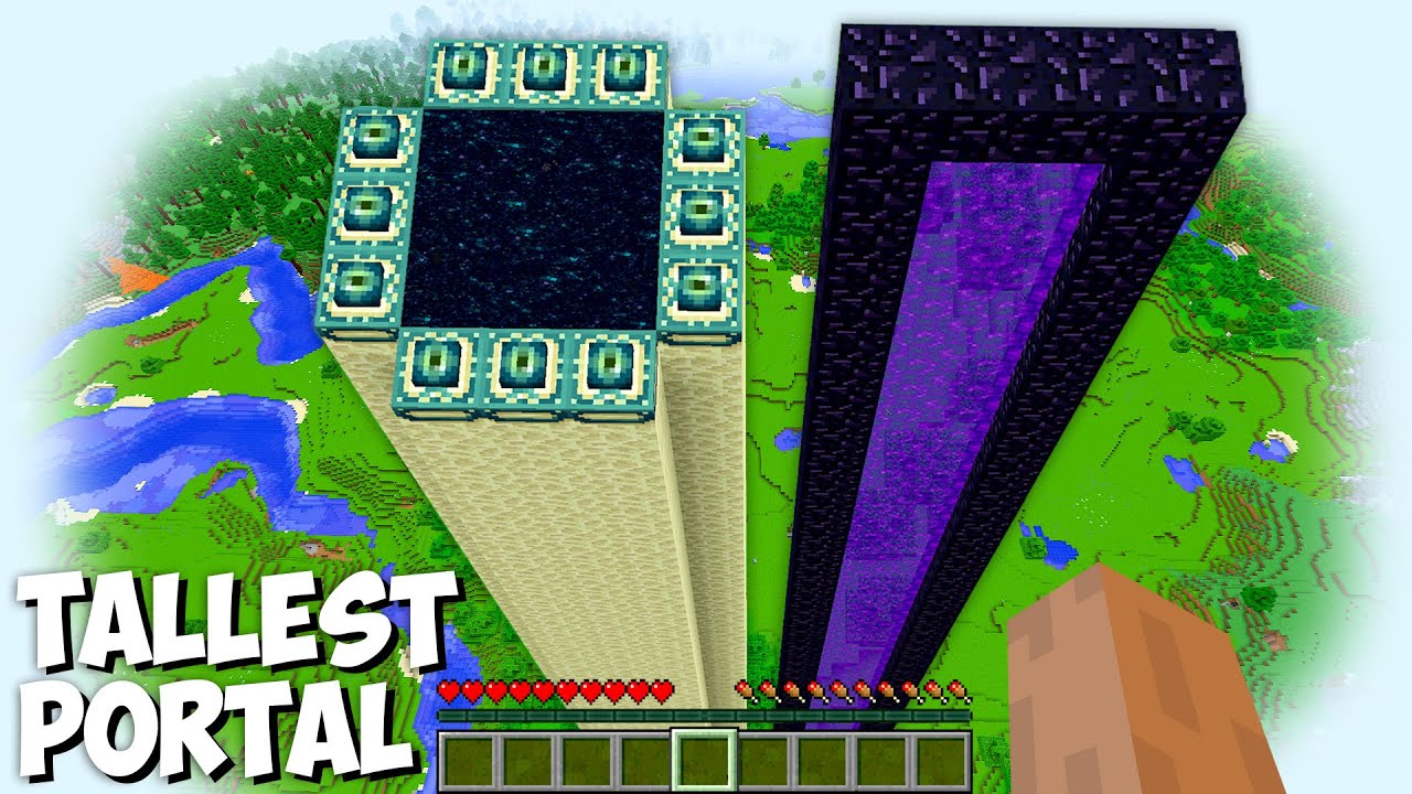 What INSIDE this MOST TALLEST ENDER PORTAL and NETHER PORTAL in ...