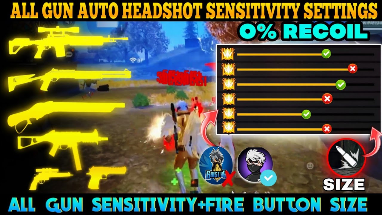 FREE FIRE SENSITIVITY SETTINGS | | ALL GUN HEADSHOT TRICK - YouTube