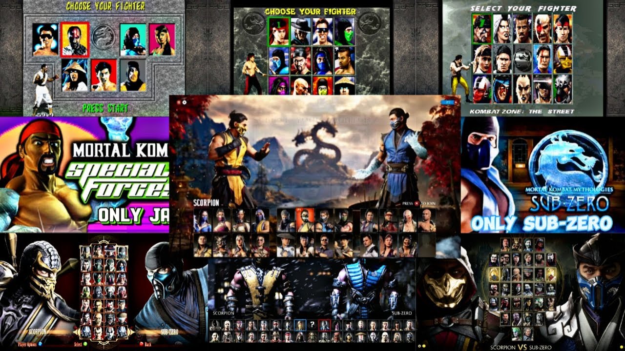 Mortal kombat 1-12 character select screen (1992-2023) - YouTube