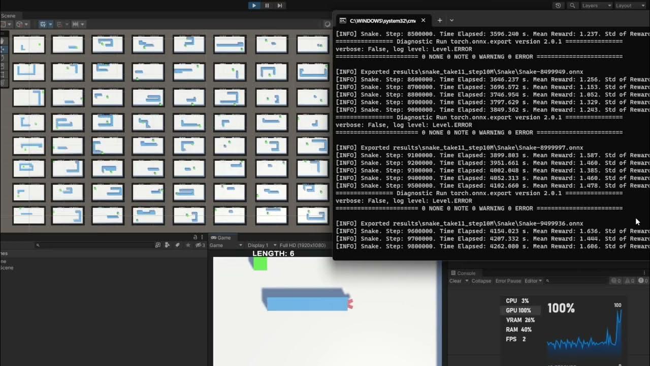 Anaconda Game Agent: using Unity ML-Agents to play snake game | Training Record - YouTube