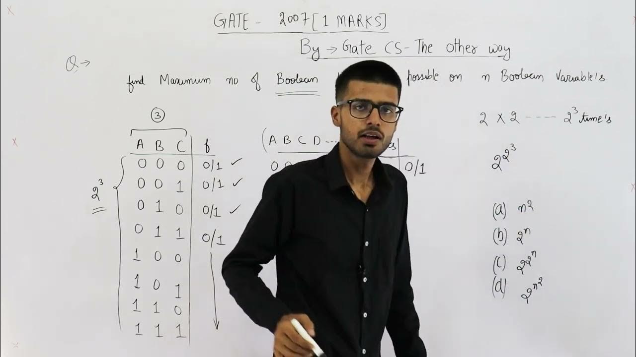 Gate 2007 pyq DIGITAL | What is the maximum number of different Boolean functions involving n ...