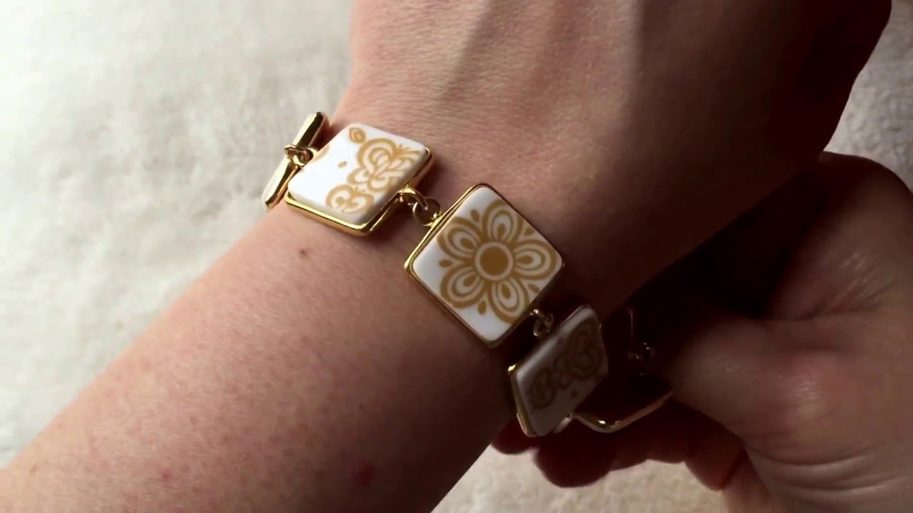 Broken China jewelry | Vintage gold Corelle plate recycled into a ...