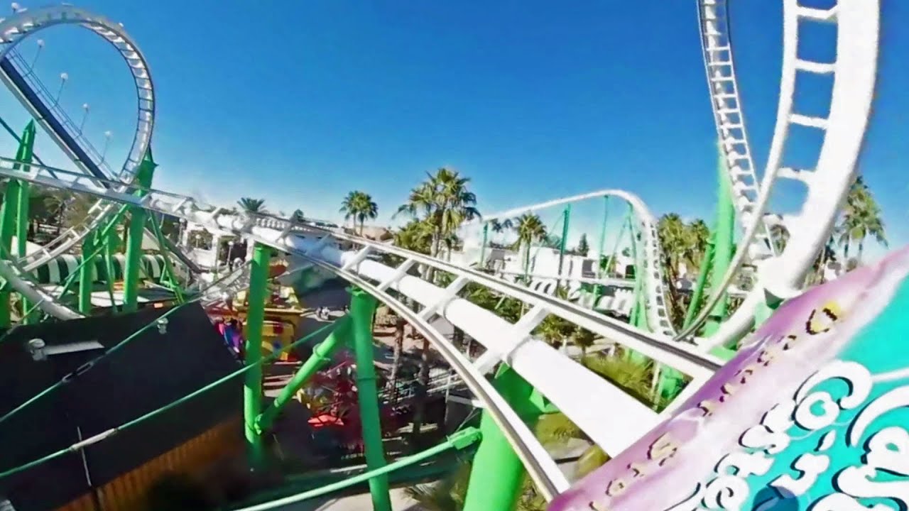 Desert Storm horizon leveled front seat on-ride POV Castles N' Coasters ...