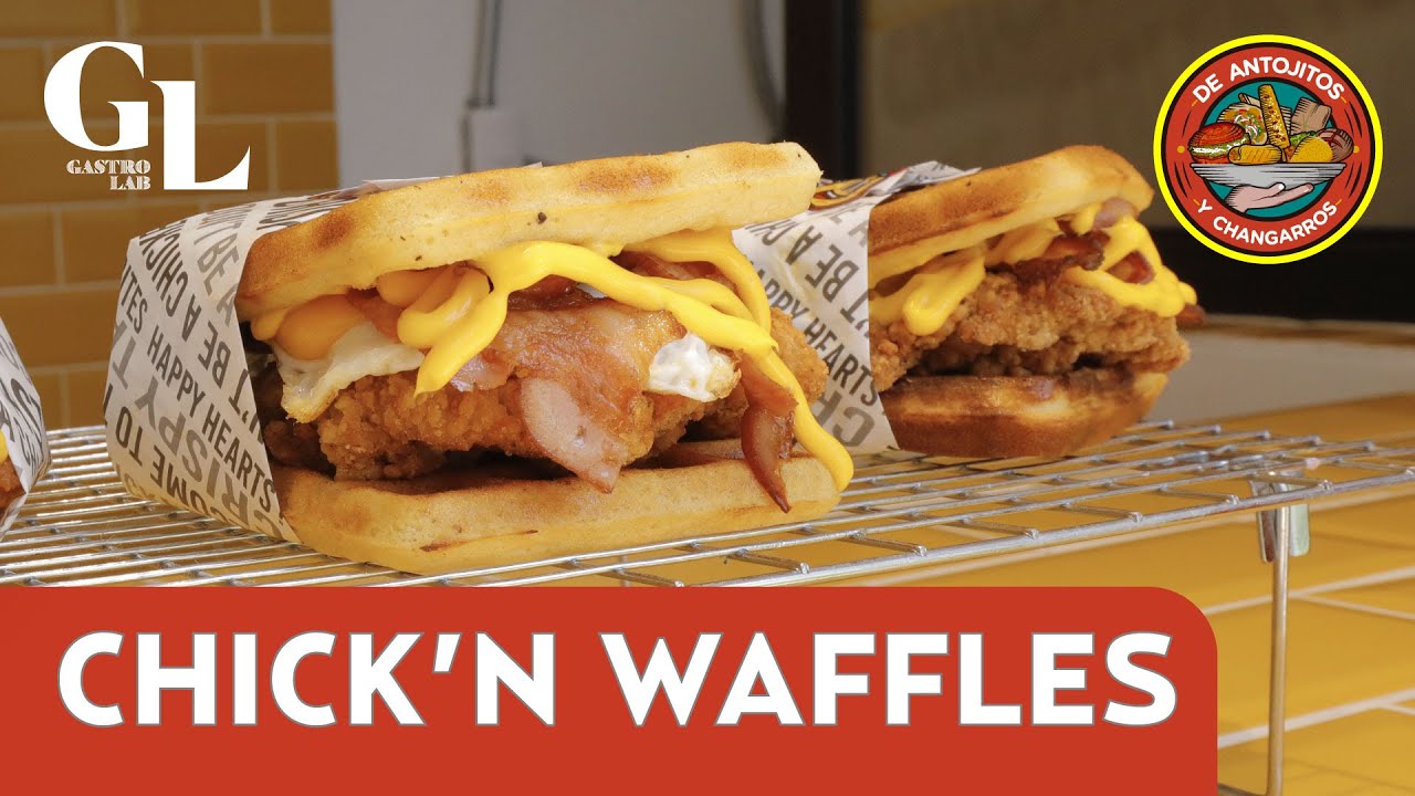 SÁNDWICH de waffles | La rica combinación de pollo crujiente con maple ...