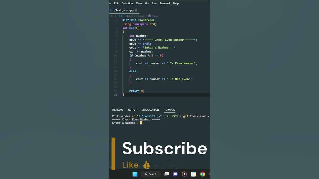 Find Even Number Using C++ || Even Number Kaise Pata Kre || Even || C++ || #shorts - YouTube