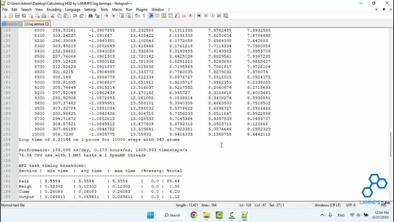 Mean Squared Displacement (MSD) Calculation in LAMMPS - YouTube