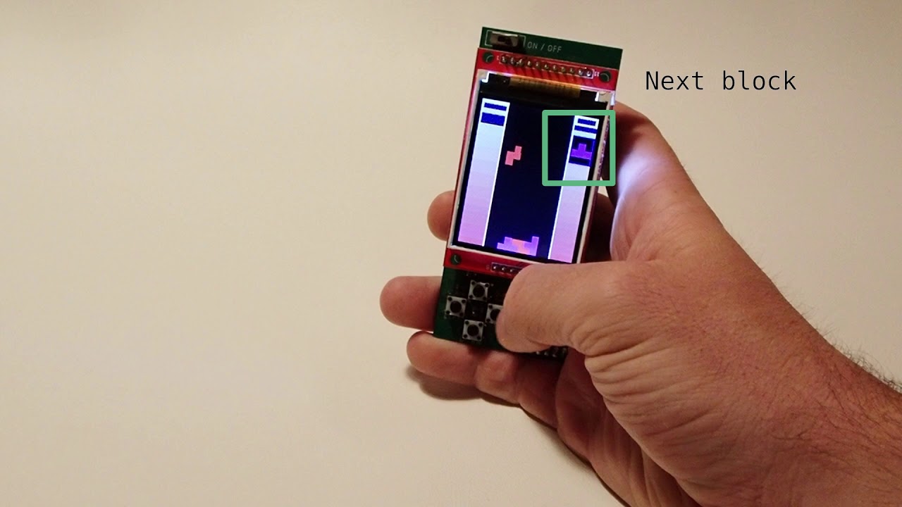Falling block hand-held game console - YouTube