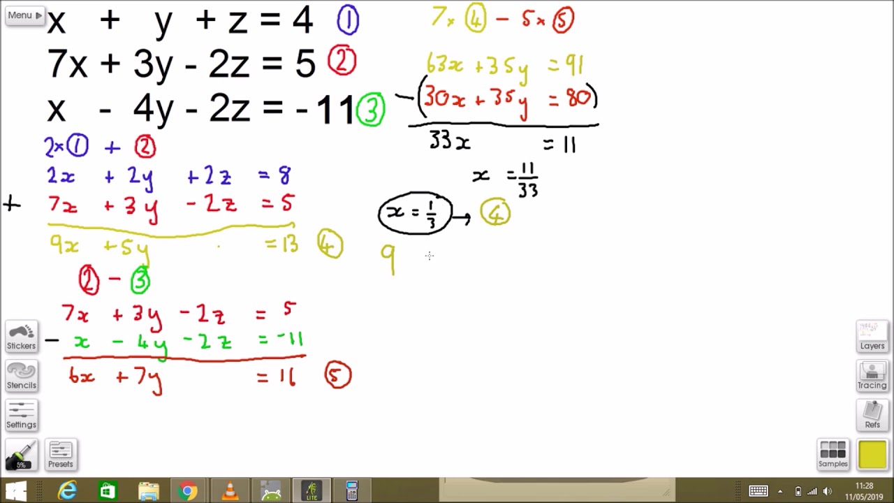 Solving a System of 3 Equations with 3 Variables in 3 Minutes with ...