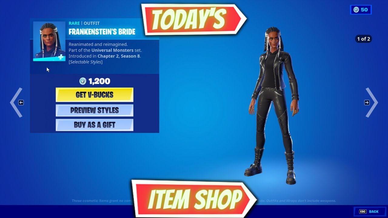Check out NEW *FRANKENSTEIN’S BRIDE* in today’s Fortnite item shop ...